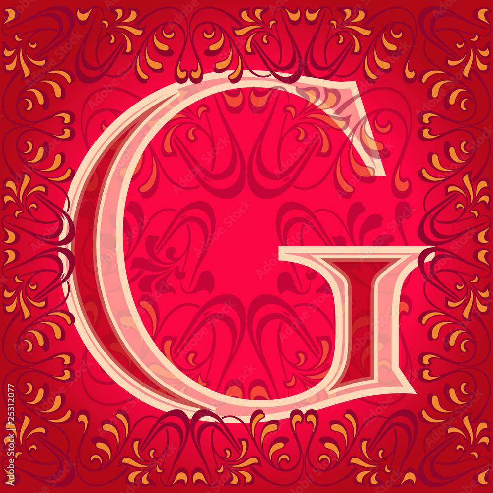 Letra g roja decorada, ge Stock Vector | Adobe Stock