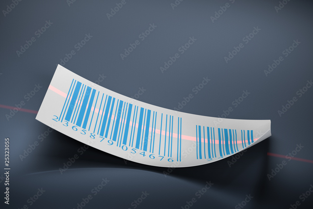 barcode with laser beam over a blue background Stock Illustration ...