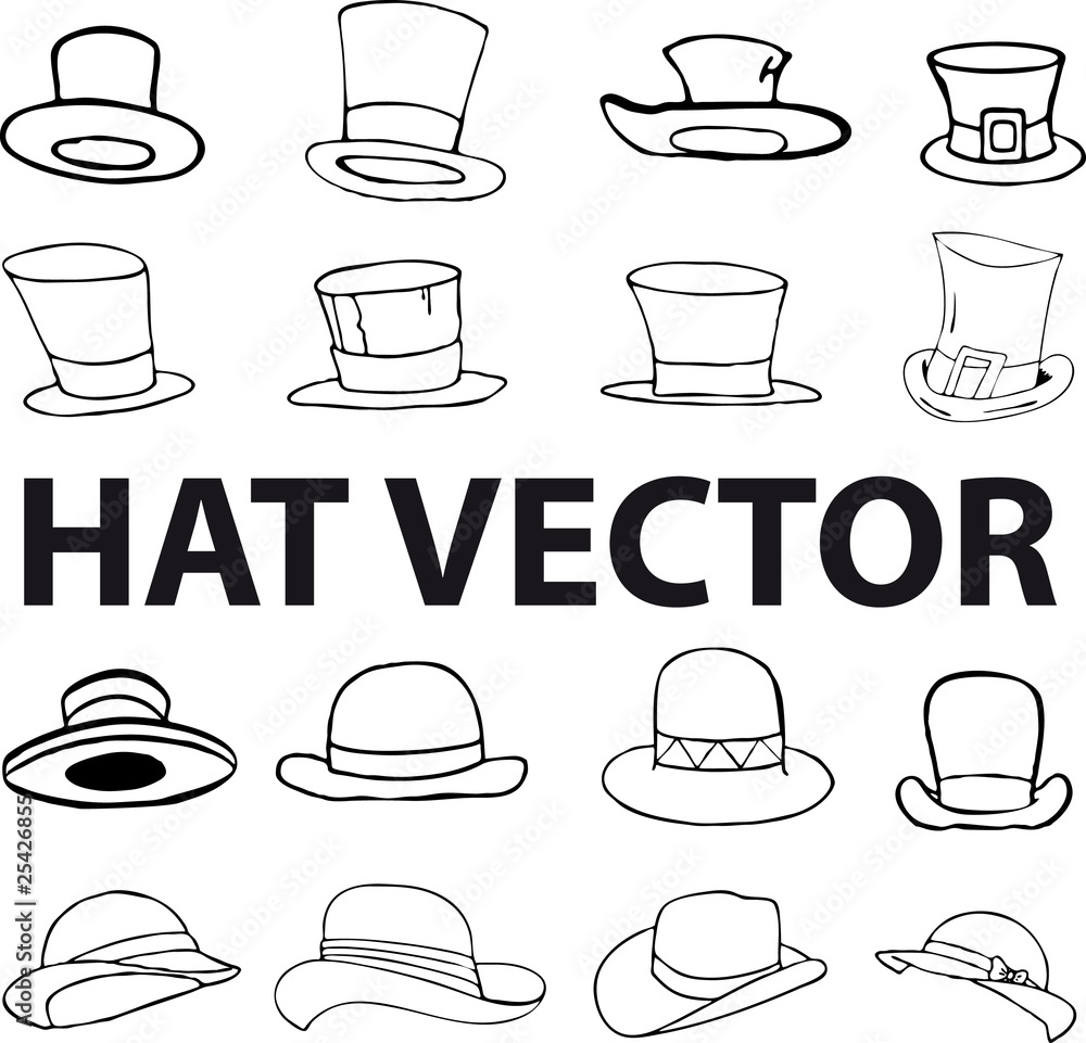 black hat vector lllustration comic Stock Vector | Adobe Stock