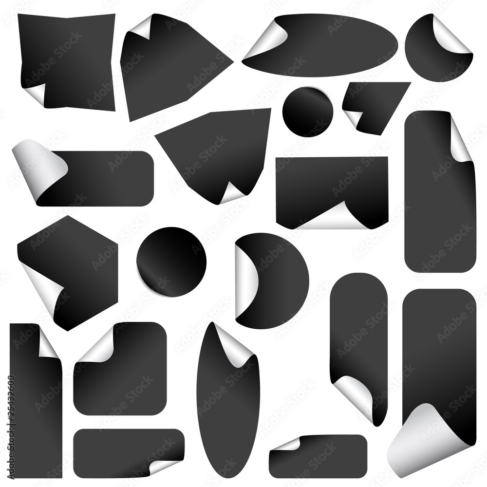 Realistic stickers with peeling corners. Vector illustration. Stock ...