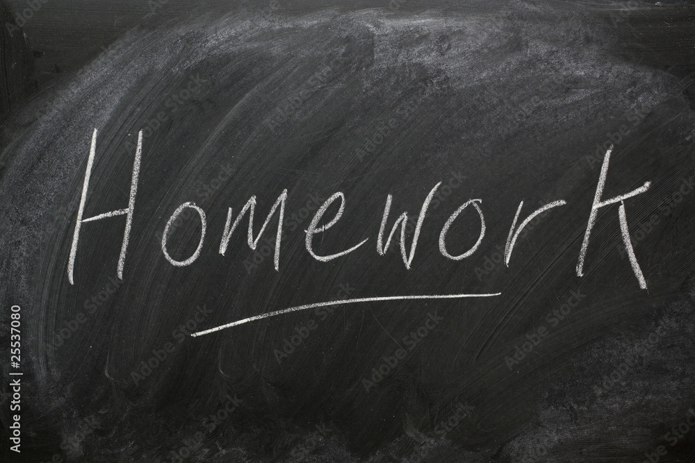 The word Homework written on a blackboard Stock Photo | Adobe Stock