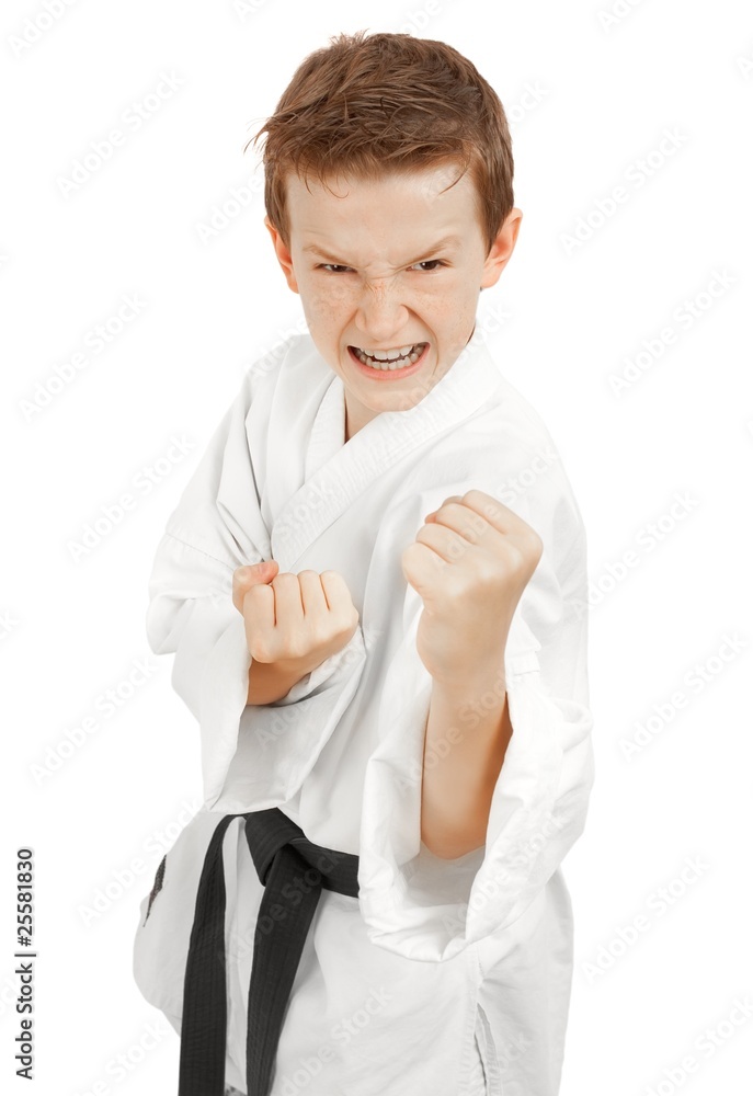 Kid in fighting stance Stock Photo | Adobe Stock