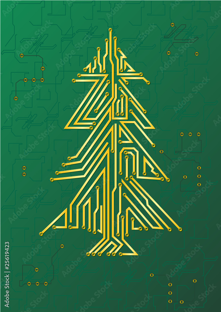 Christmas Tree Circuit - IT celebration concept Stock Vector | Adobe Stock