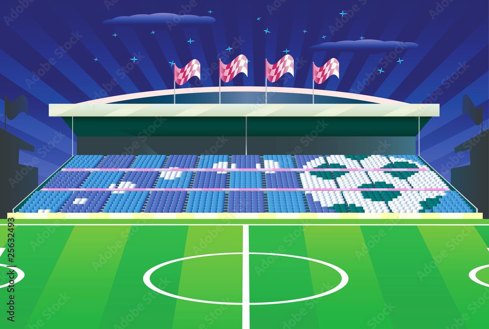 Soccer stadium and detailed tribune with drawing. Vector. Stock Vector ...