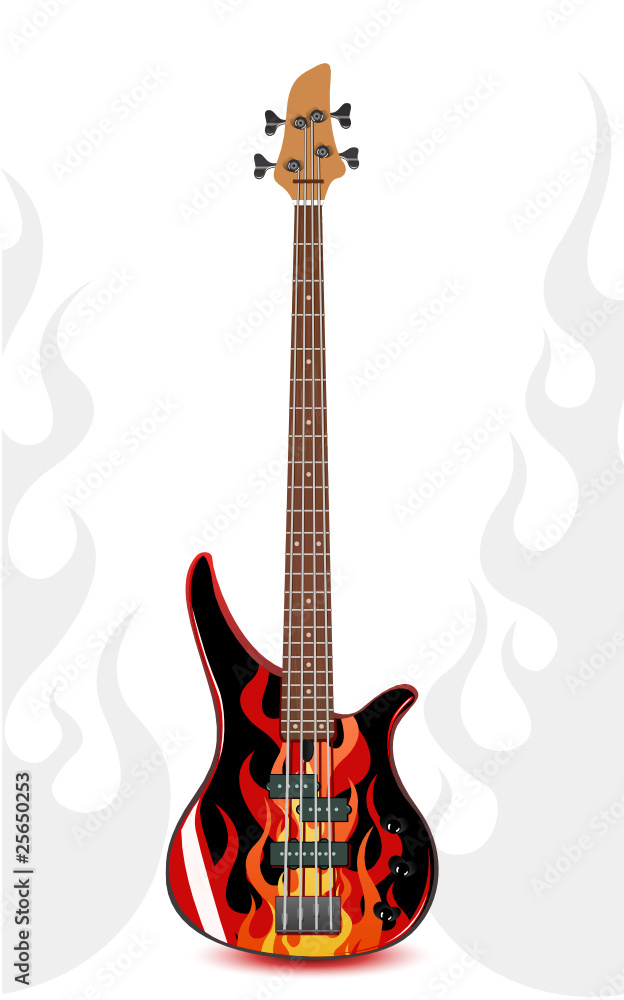 Vector black bass guitar Stock Vector | Adobe Stock