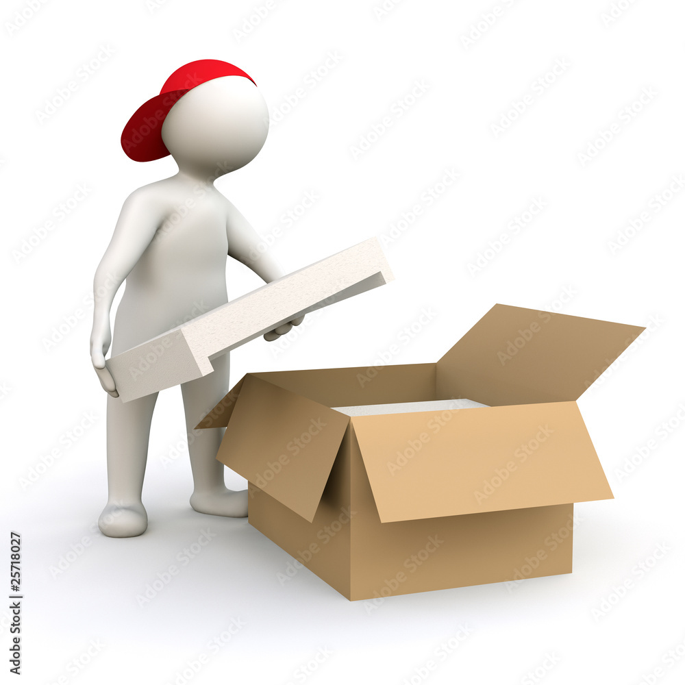 3D Man packing Stock-Illustration | Adobe Stock