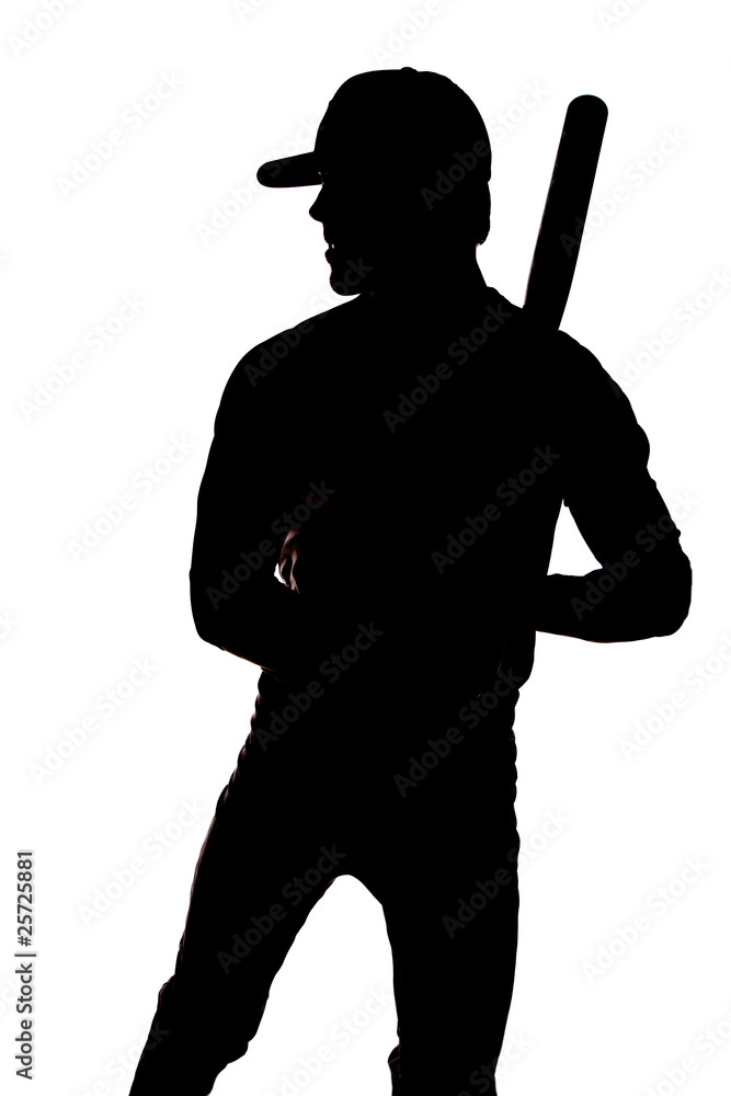 Silhouette baseball standing Stock Photo | Adobe Stock