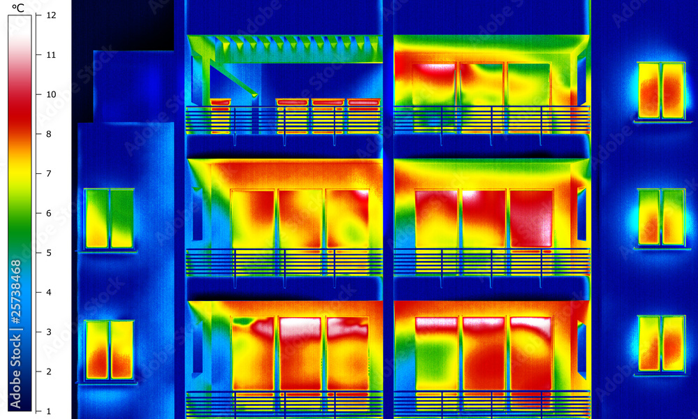 Apartment building thermal imaging Stock Illustration | Adobe Stock