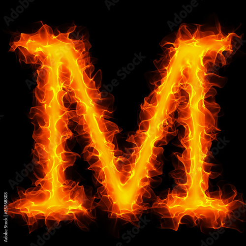 Alphabet M With Fire