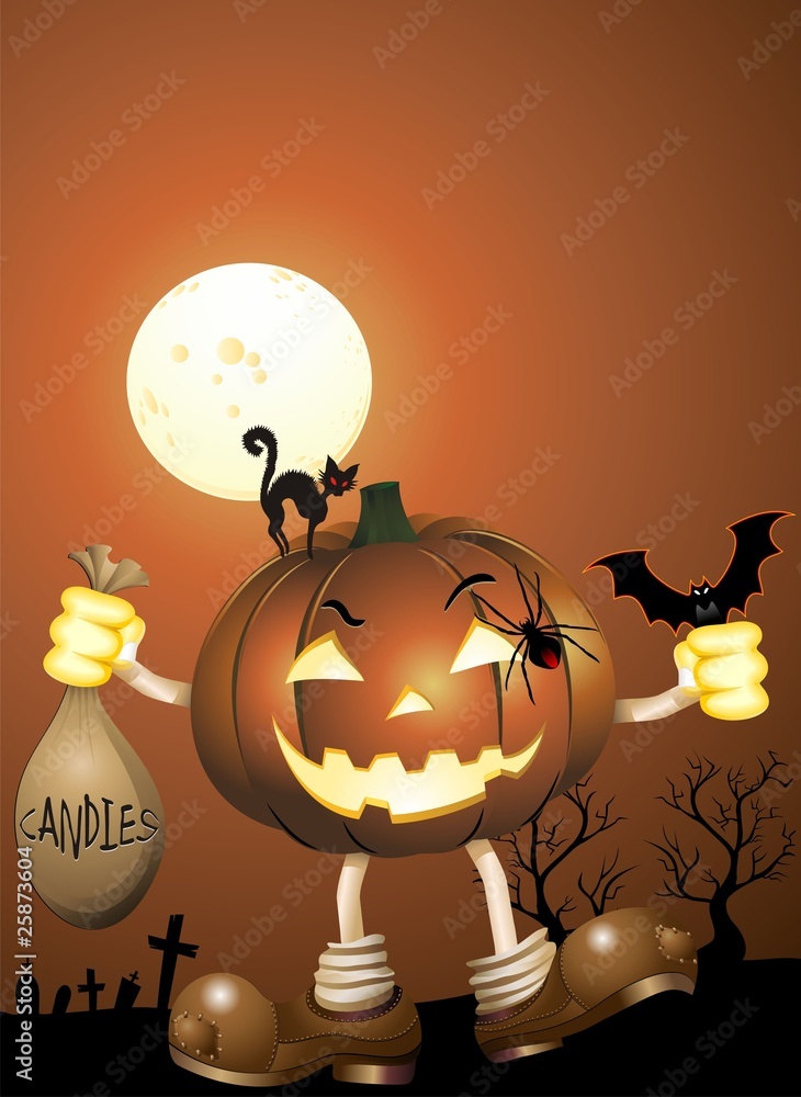 Halloween Zucca Fumetto-Halloween Cartoon Pumpkin-Vector Stock Vector ...