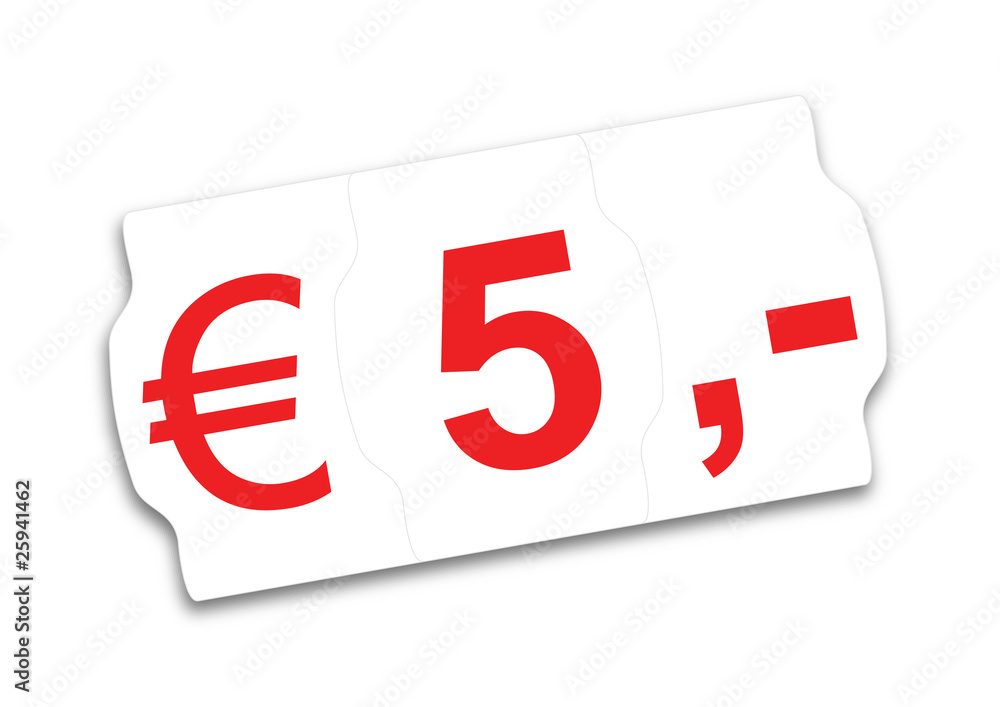 Preisschild 5 EUR Stock-Illustration | Adobe Stock