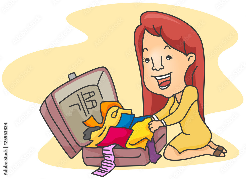 Woman Packing Stock Vector | Adobe Stock