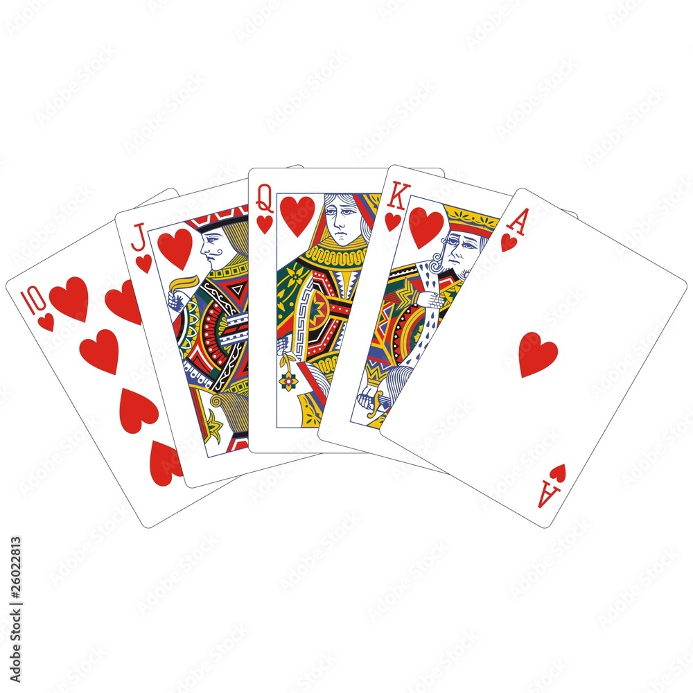 royal flush hearts classic playing cards Stock Vector | Adobe Stock