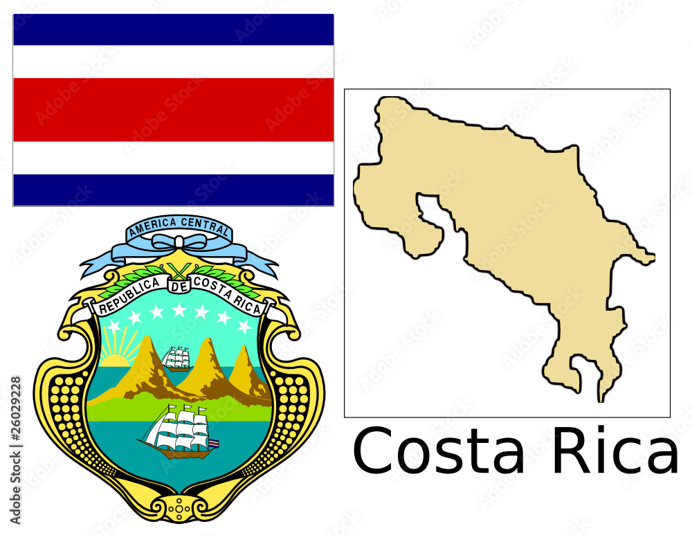 Costa Rica Flag Emblem Full