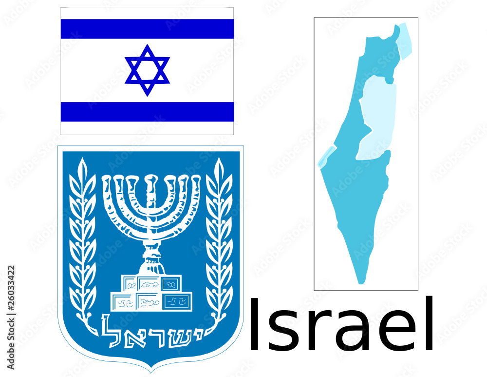 Israel flag national emblem map Stock Vector | Adobe Stock