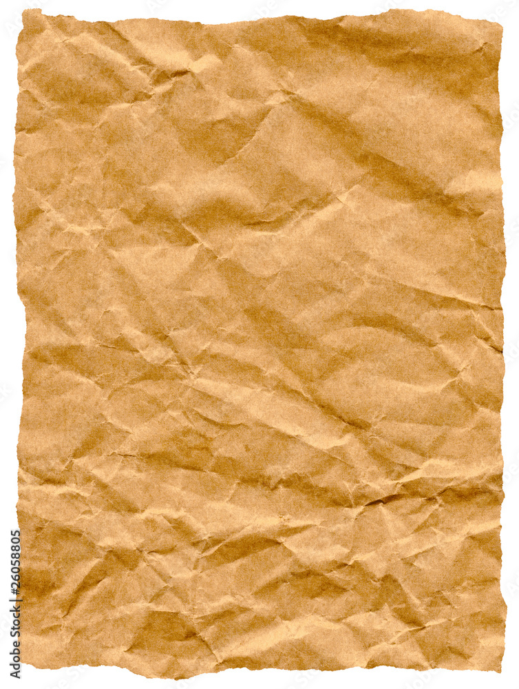 Old torn crumpled paper bag texture isolated on white. Stock Photo ...