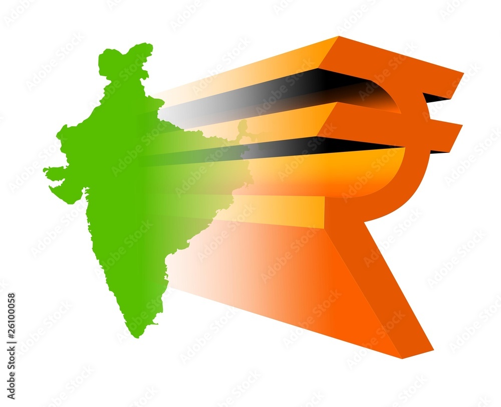 New 3d Indian rupee symbol on India map Stock Illustration | Adobe Stock