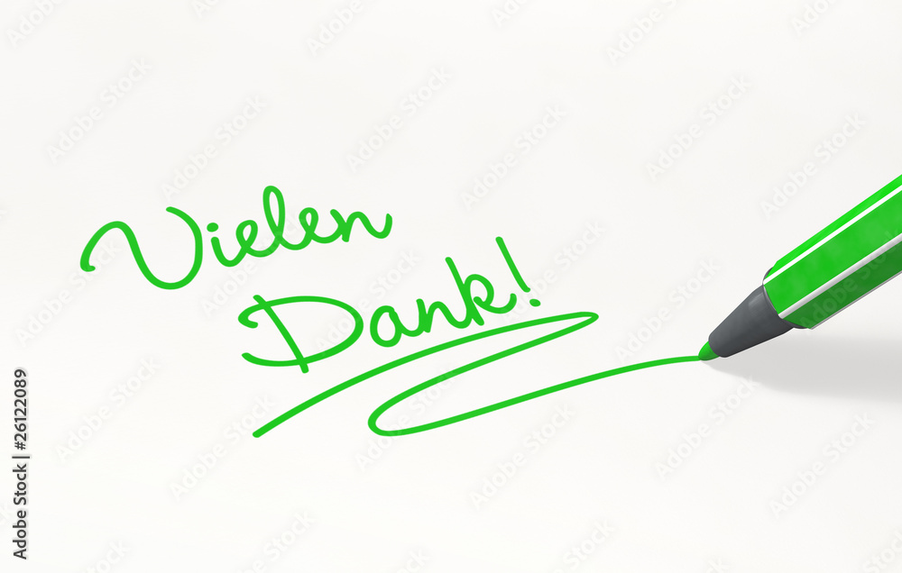 Vielen Dank! per Hand geschrieben, grün Stock-Foto | Adobe Stock