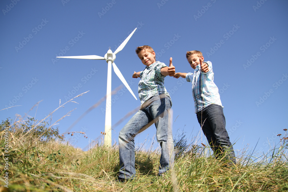 Kinder mit Windrad Stock Photo | Adobe Stock