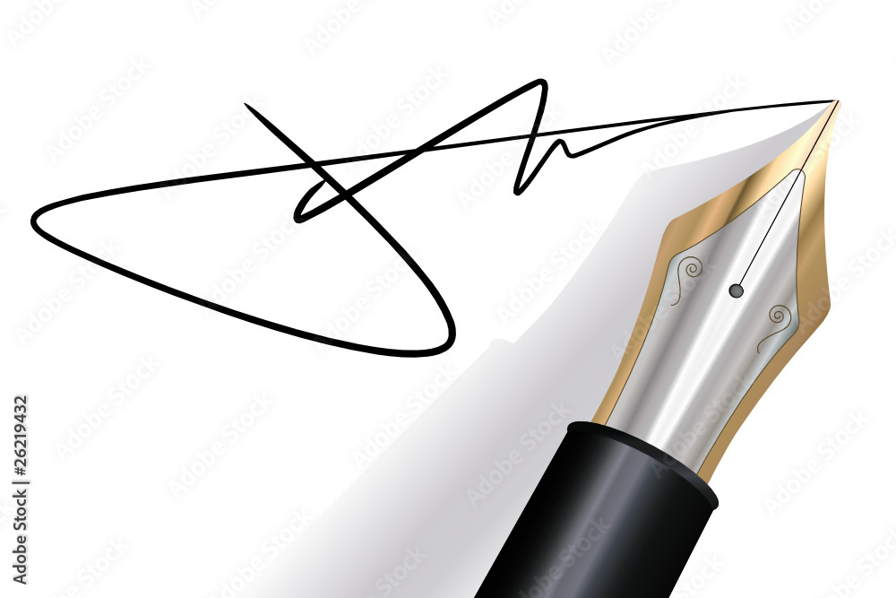 Signing with a fountain pen Stock Vector | Adobe Stock