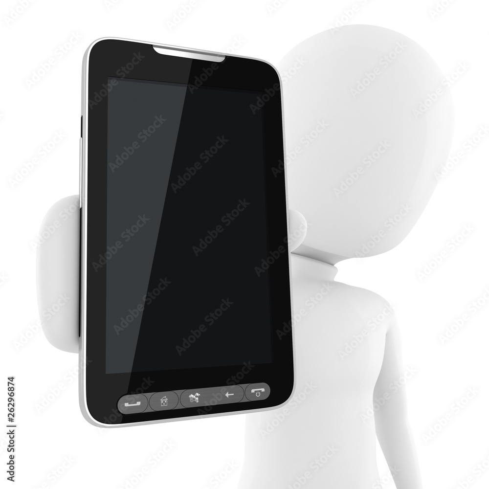 3d man presenting a new cell phone Stock Illustration | Adobe Stock