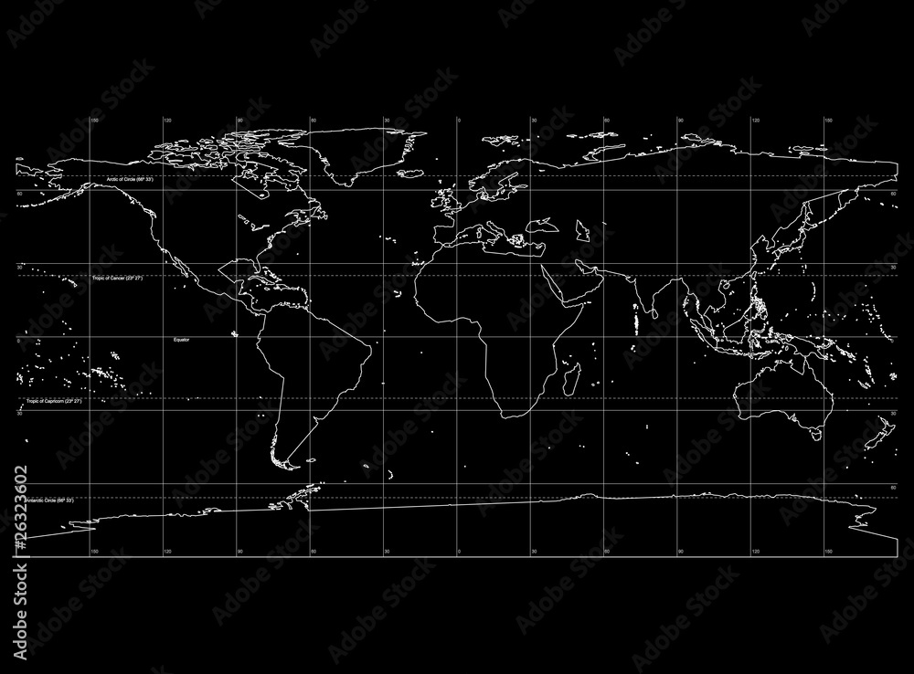 Detailed World Map with Names of Countries, vector isolated by g Stock ...