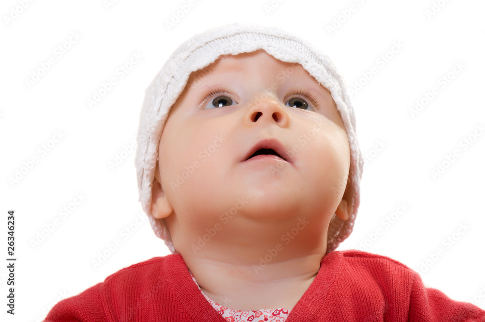Baby guckt nach oben Stock-Foto | Adobe Stock