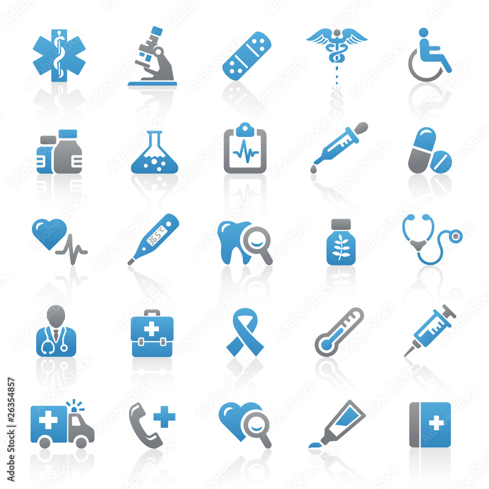 Blue Gray Web Icons - Medicine & Health - Set 6 Stock Vector | Adobe Stock