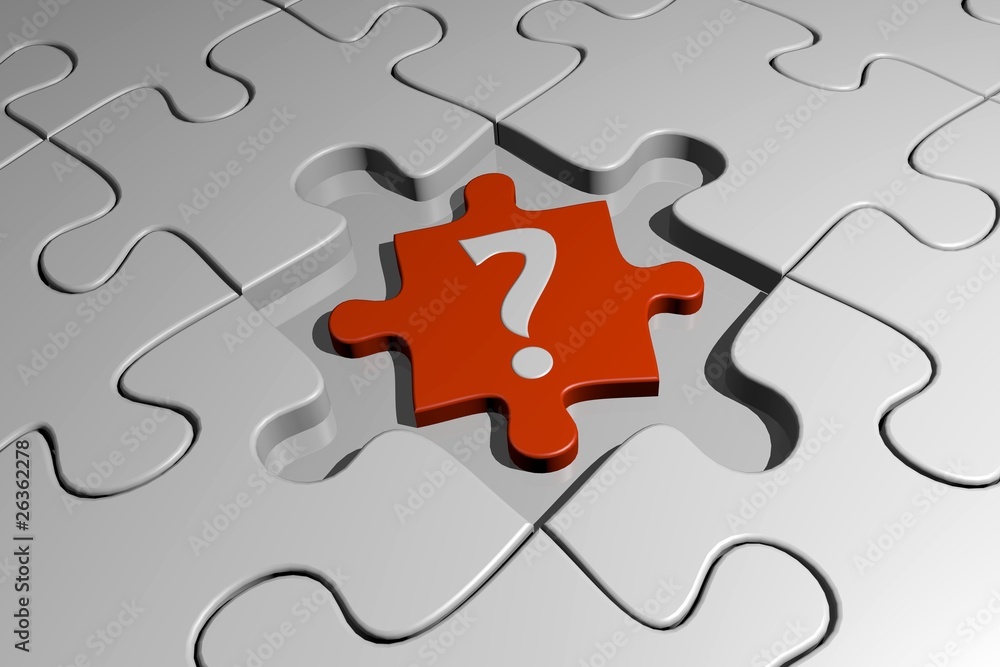 Puzzle with question mark piece Stock Illustration | Adobe Stock