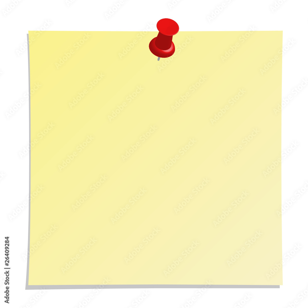 Notizzettel mit rotem Pin Stock-Vektorgrafik | Adobe Stock