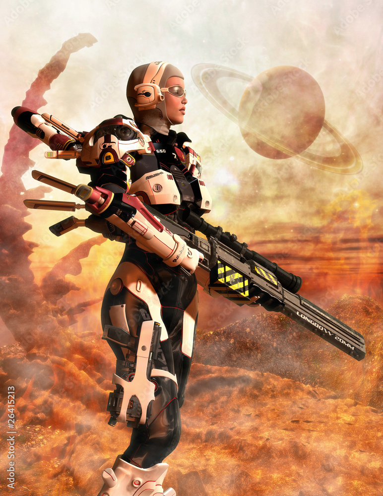 Illustrazione Stock Futuristic soldier woman | Adobe Stock