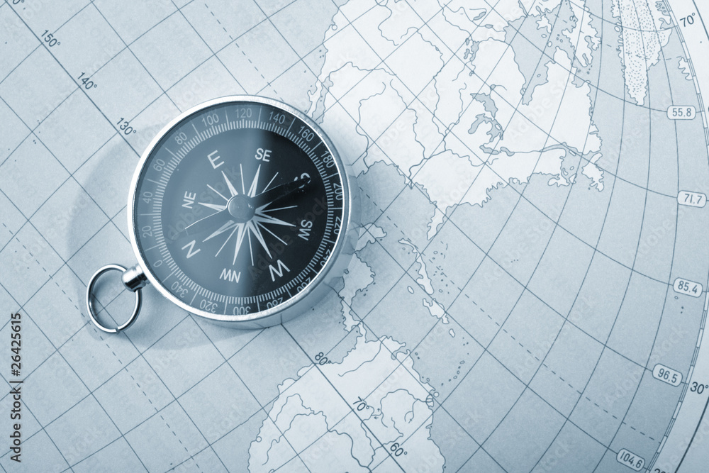 Map with a compass Stock Photo | Adobe Stock