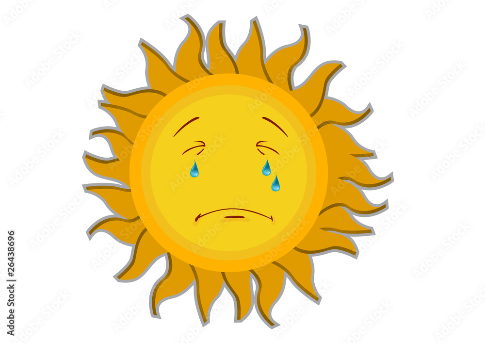 Crying Sun Cartoon Character Illustration in Vector Stock Vector ...