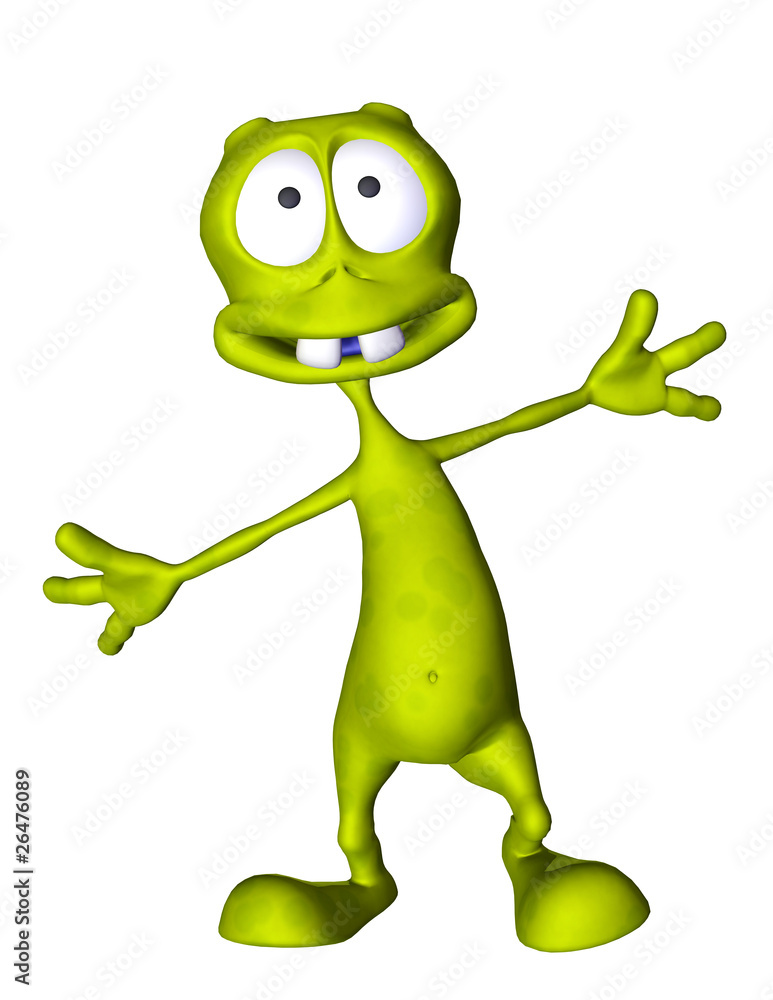 Alien Cartoon give me a hug Stock Illustration | Adobe Stock