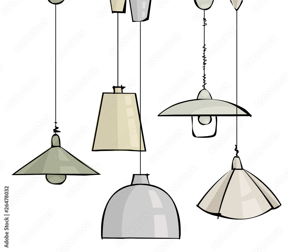 Vector set of pendant lamps Stock Vector | Adobe Stock