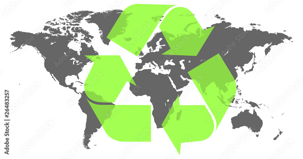 Worldmap - Weltkarte - Recycle ilustração do Stock | Adobe Stock