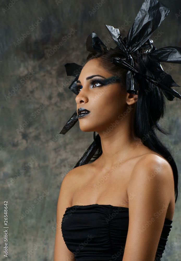 edgy gothic Halloween makeup of young woman Stock Photo | Adobe Stock