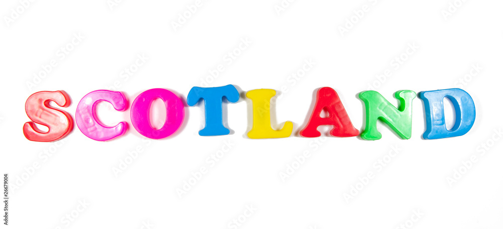 scotland written in fridge magnets Stock Photo | Adobe Stock