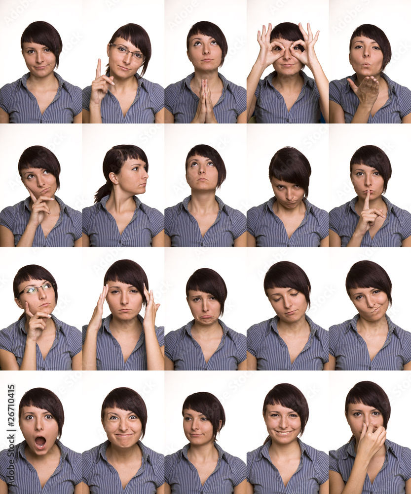 Useful facial expressions. Actor faces. Stock Photo | Adobe Stock