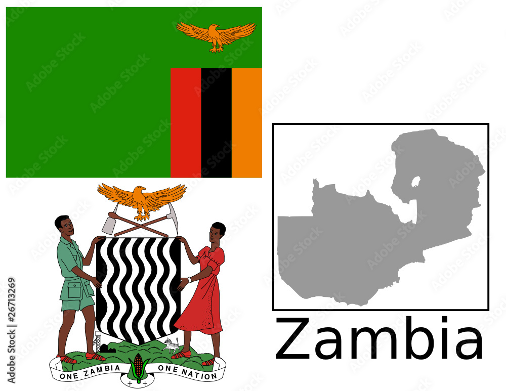 Zambia flag national emblem map Stock Vector | Adobe Stock