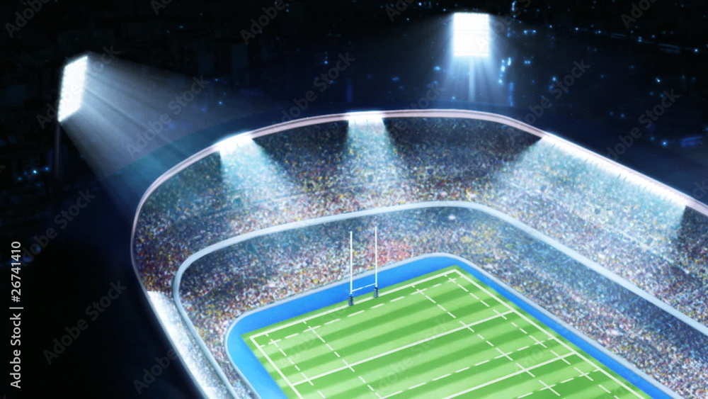 Lighted rugby stadium. Stock Video | Adobe Stock