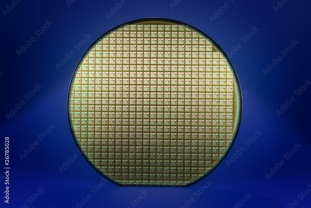Silicon wafer with dark blue background Stock Photo | Adobe Stock