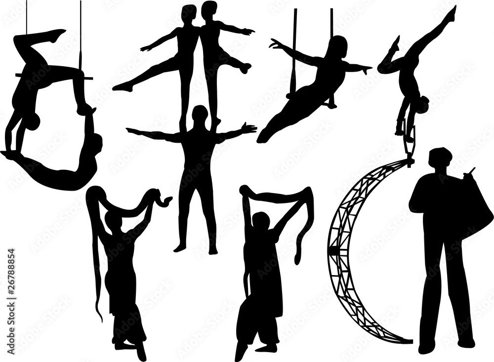 collection of circus artists silhouette - vector Stock Vector | Adobe Stock