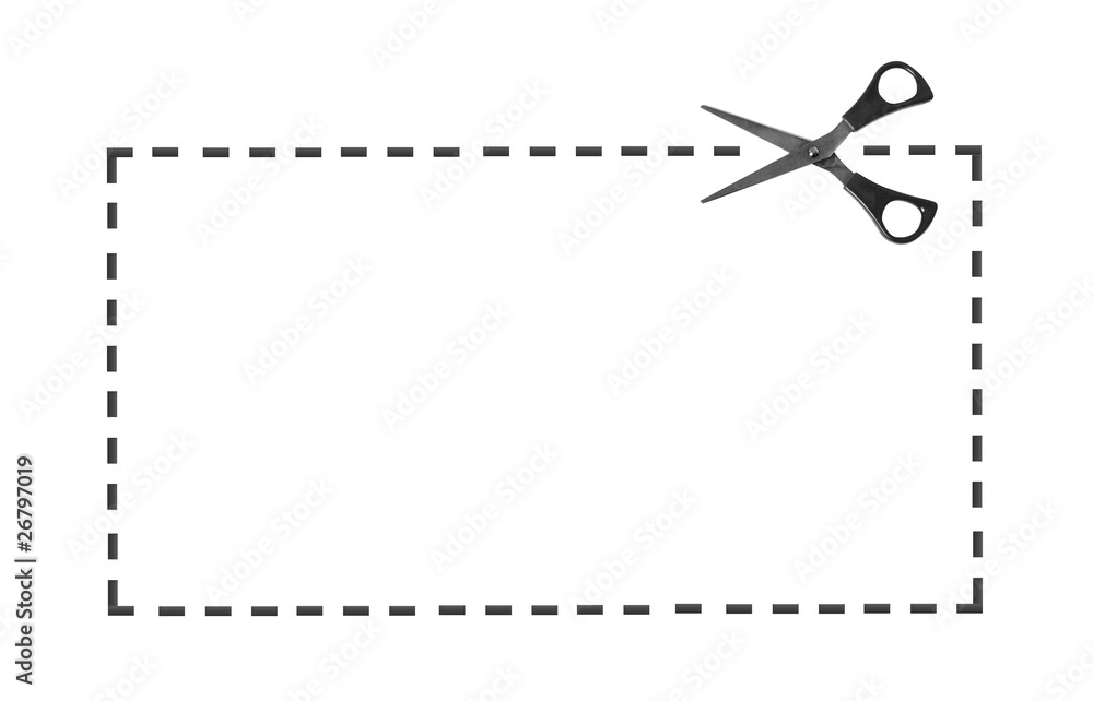 Scissor on dotted line Stock Photo | Adobe Stock