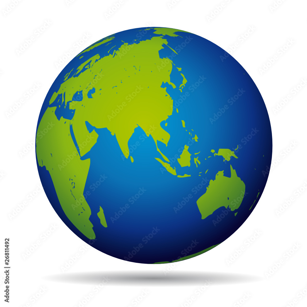 Earth globe planet. Asian and australian view. Stock Vector | Adobe Stock