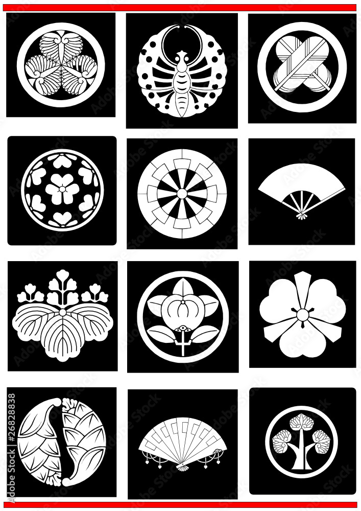 Japanese crest traditional emblem insignia selection Stock Vector ...