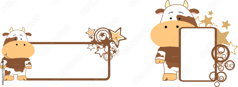 chibi bull cartoon copy space billboard in vector format Stock Vector ...