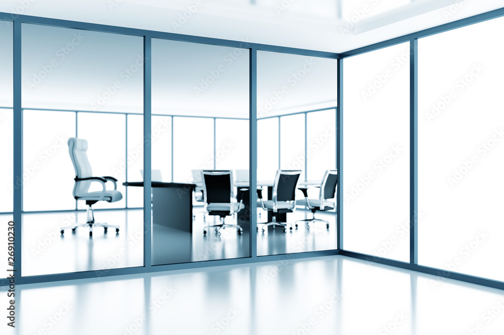 meeting room behind a glass partition in modern cubicle Stock ...