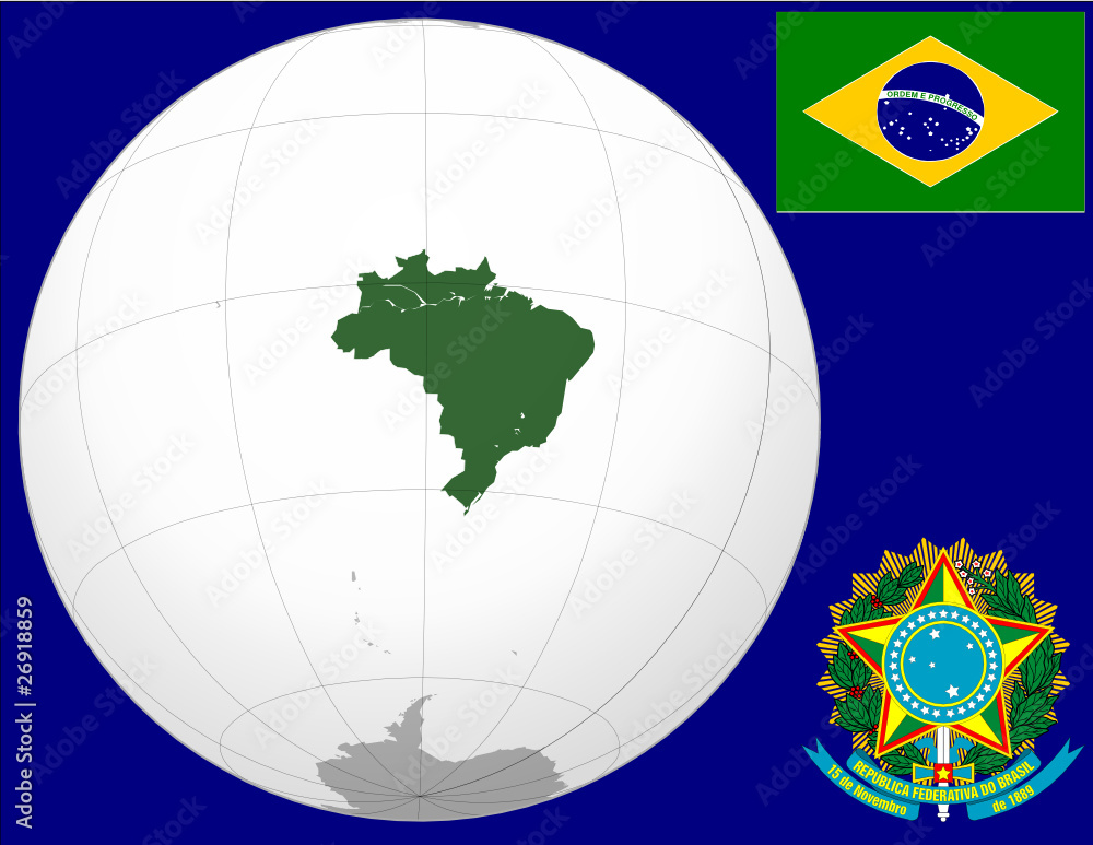 Brazil World Map Globe