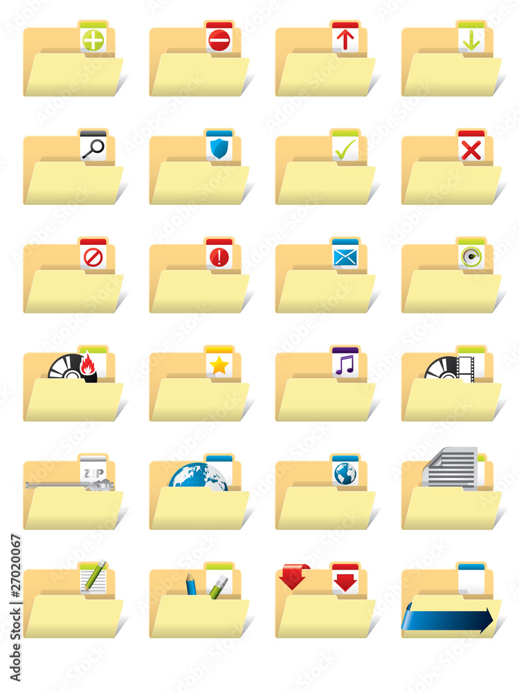 Folder icon set Stock Vector | Adobe Stock
